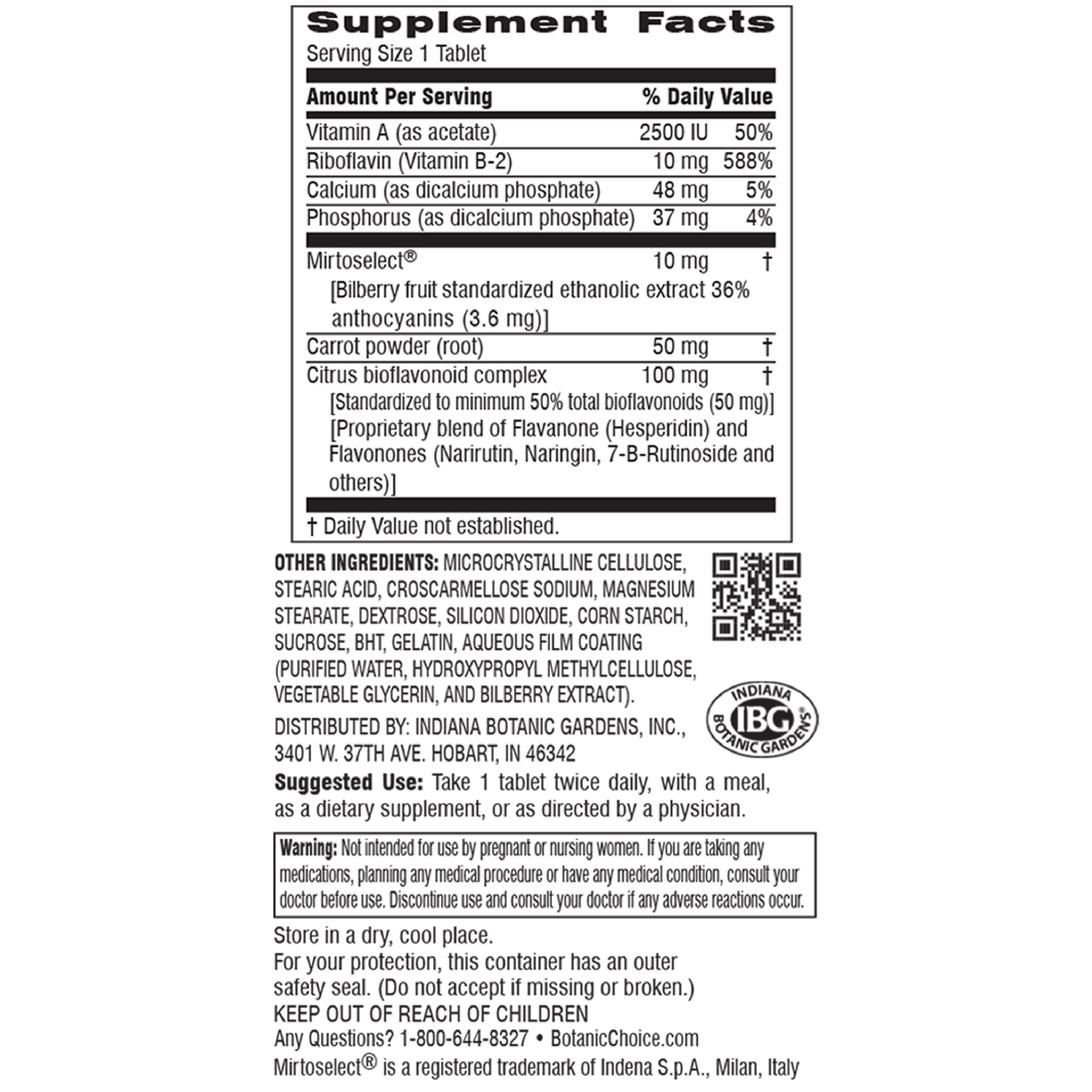 Buy Bilberry Plus With Mirtoselect - 60 tablets - Botanic Choice