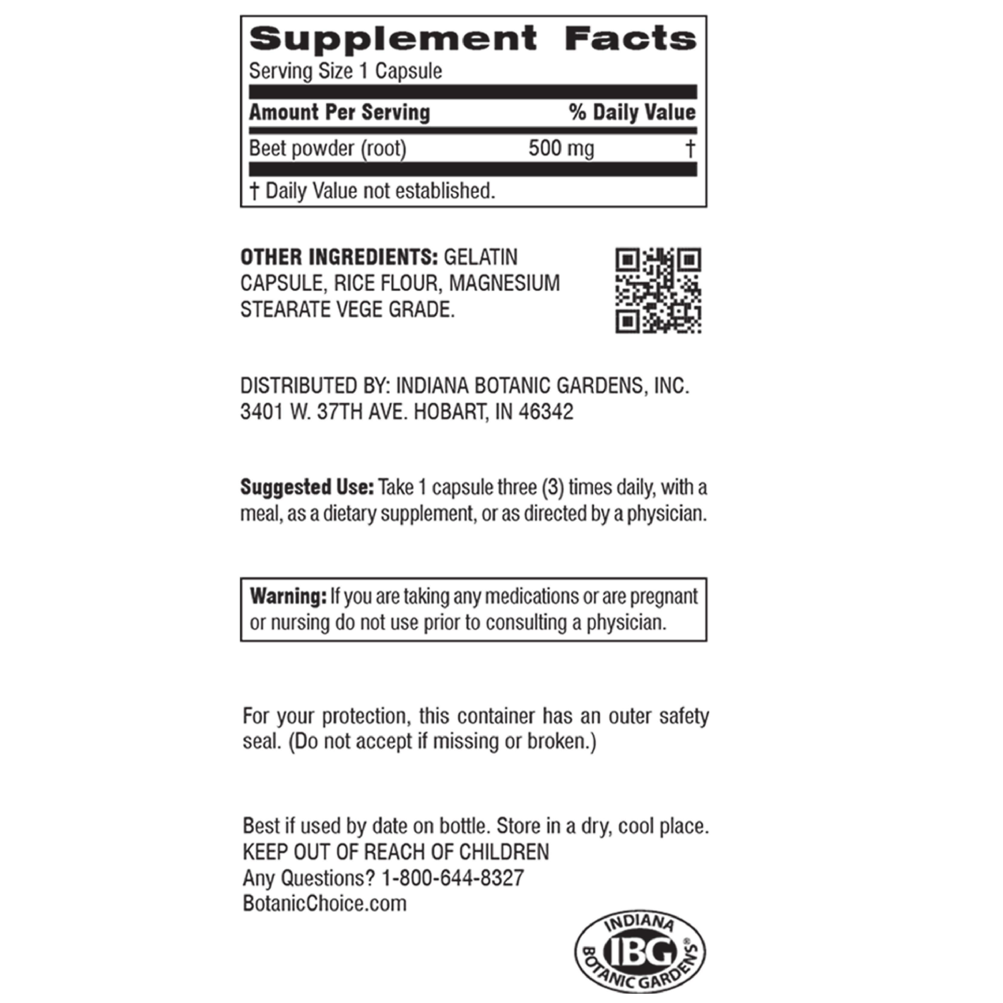 Buy Beet Root 500 mg. - 90 capsules - Botanic Choice