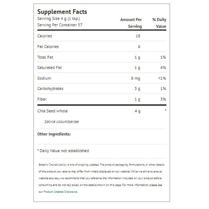 Buy Organic Chia Seeds Whole - 8 oz - Botanic Choice